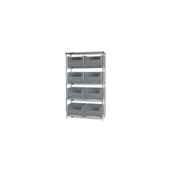 Chrome Wire Shelving Units With Giant Hopper Bins- HWR5-700-GY