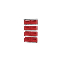 Chrome Wire Shelving Units With Giant Hopper Bins- HWR5-700-R